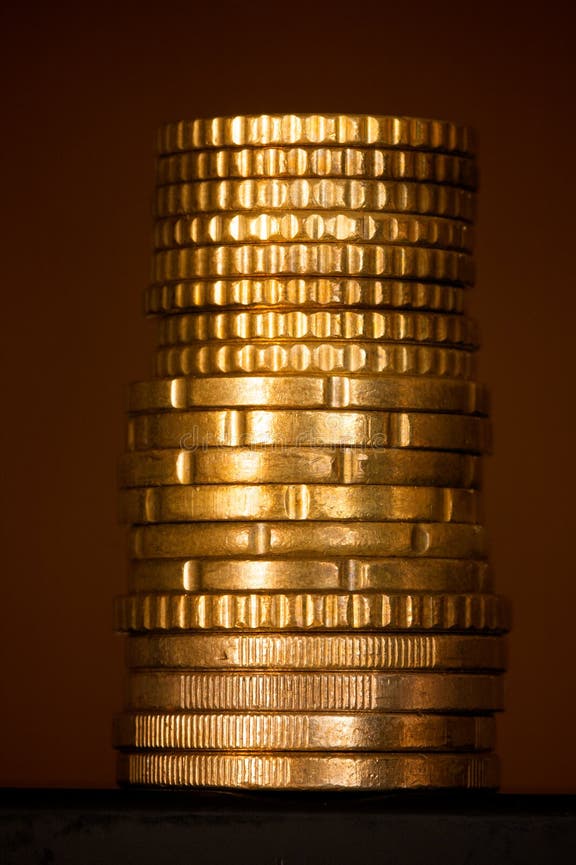 Column of golden money stock image. Image of fortune, coin - 8942009