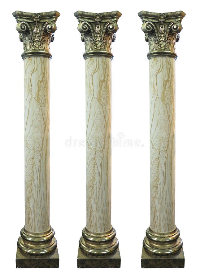 Column with Golden Top and Bottom Isolated on White Stock Photo - Image ...