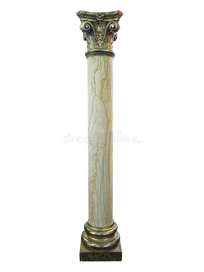 Column with Golden Top and Bottom Isolated on White Stock Image - Image ...