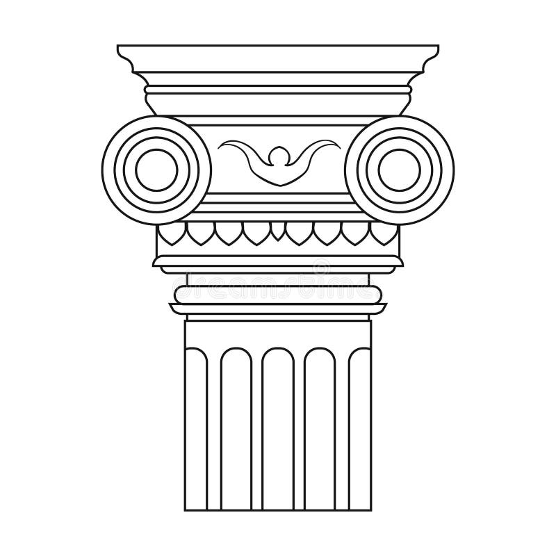 Column Icon in Outline Style Isolated on White Background. Architect ...
