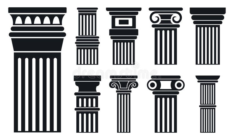 Column Icon Set, Simple Style Stock Vector - Illustration of bank ...