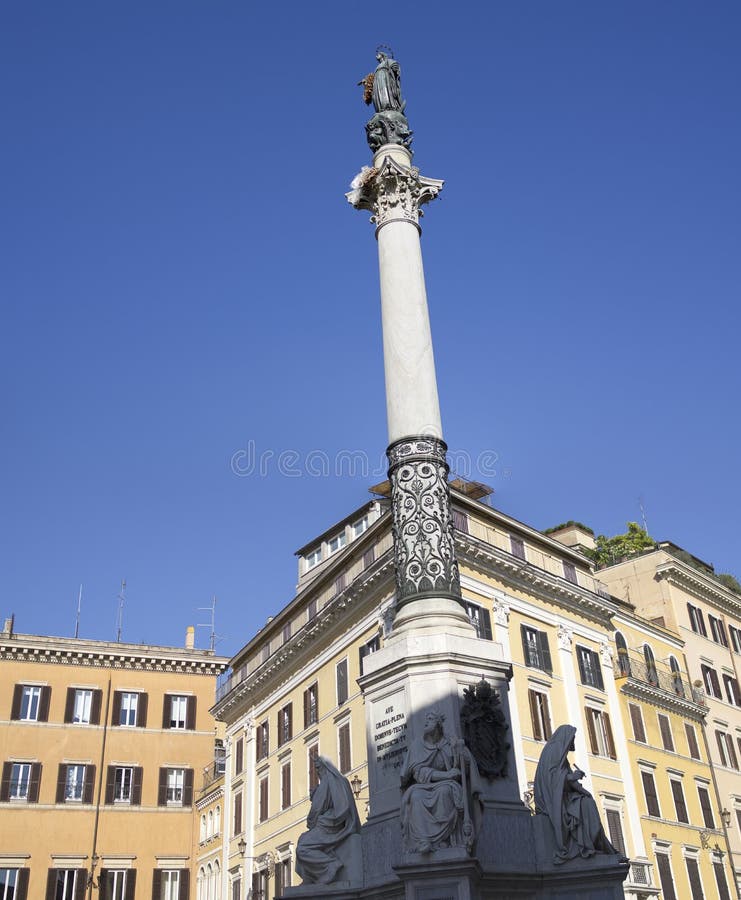 Column of Immaculate Conception, Rome Stock Photo - Image of scene ...