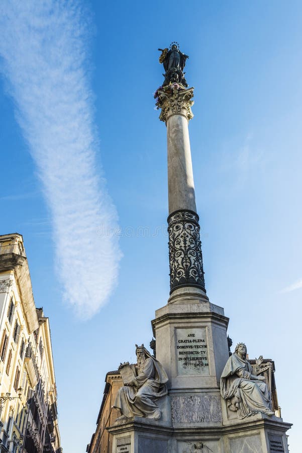 Column of the Immaculate Conception in Rome, Italy Stock Photo - Image ...