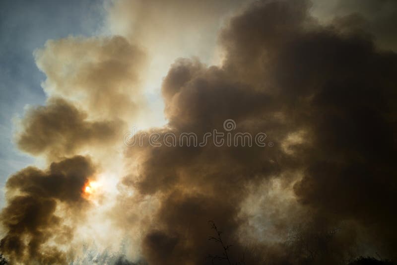 Intense column of smoke stock image. Image of black - 133936557