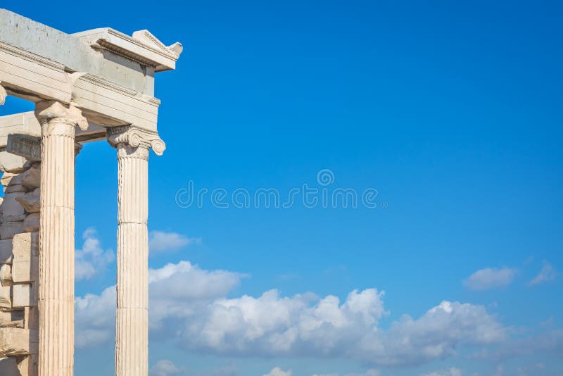 The Column of the Ionic Order on the Background of the Sky with Clouds ...