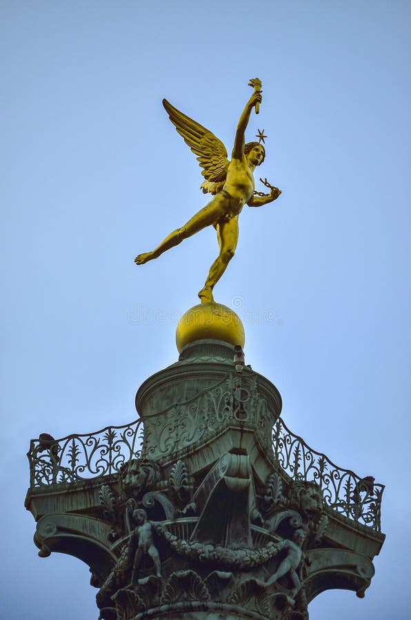 Column of Julliet and Liberty Statue in Bastille Monument Stock Image ...