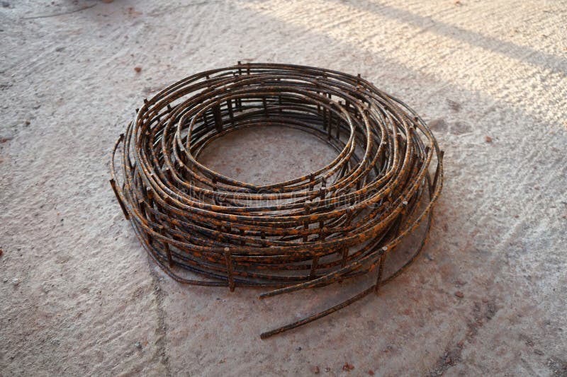 Column Lintel Wire on Cement Ground. Stock Image - Image of silver ...