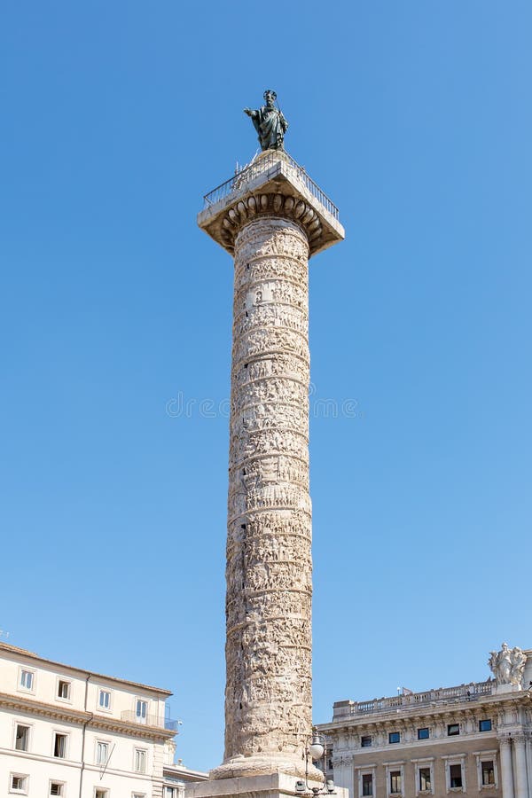 Marcus Aurelius Victory Column Rome Piazza Colonna Stock Photo - Image ...