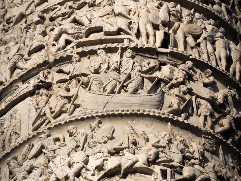 Column of Marcus Aurelius in Rome Detail Stock Image - Image of square ...