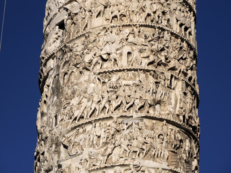 Column of Marcus Aurelius in Rome Detail Stock Image - Image of italian ...