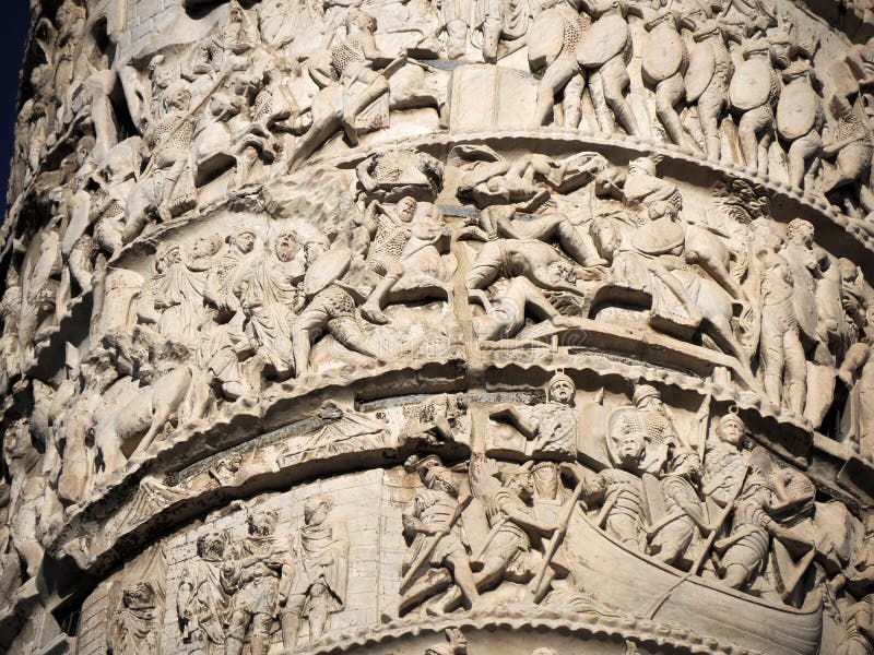 Column of Marcus Aurelius in Rome Detail Stock Photo - Image of ...