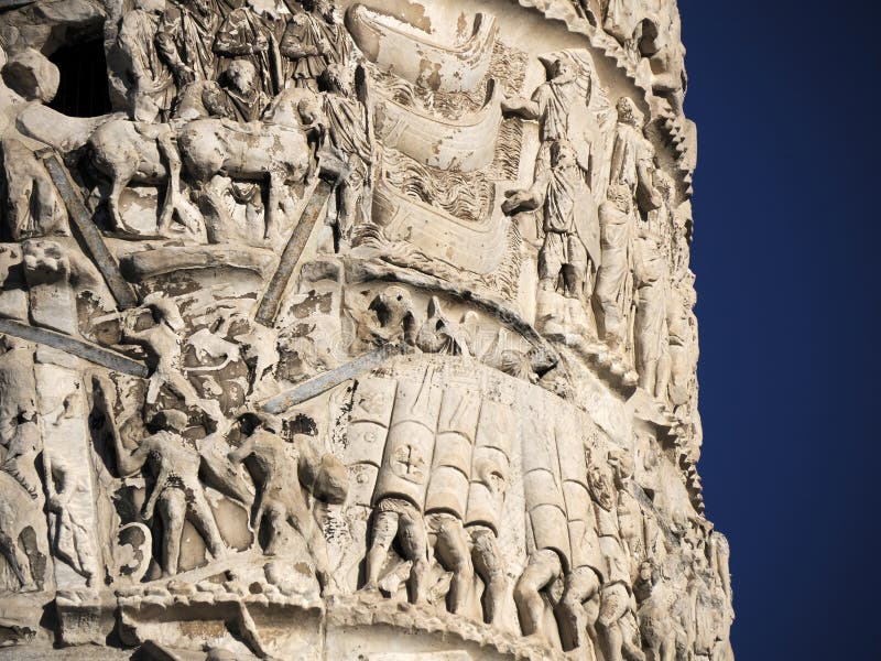 Column of Marcus Aurelius in Rome Detail Editorial Stock Photo - Image ...