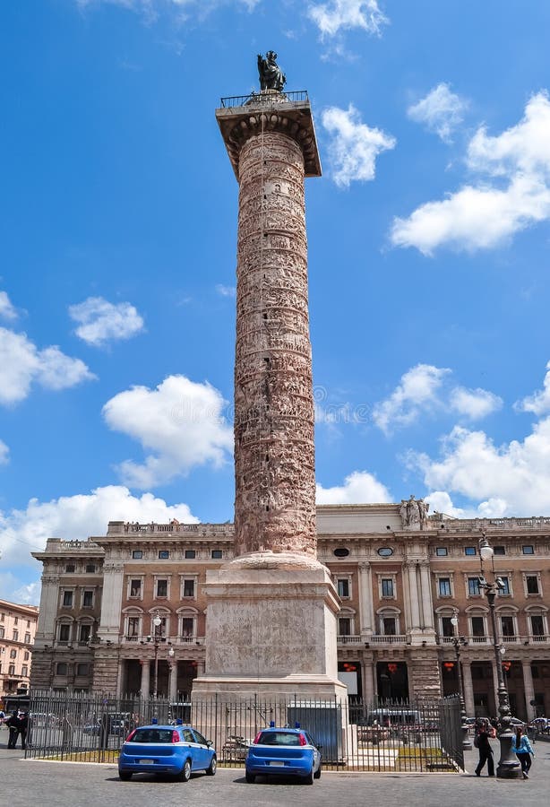 Column of Marcus Aurelius, Rome, Italy Editorial Stock Photo - Image of ...