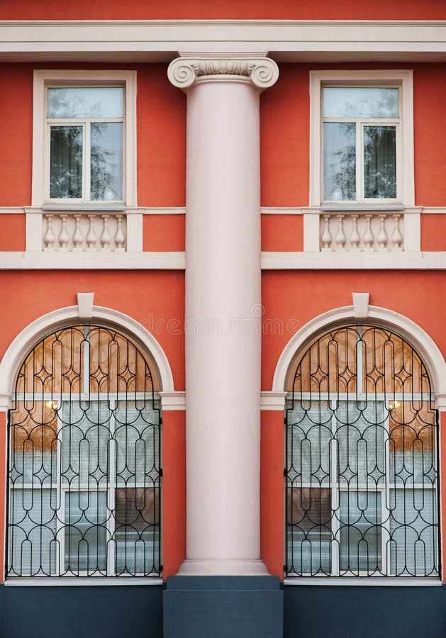 Column in the Old Architectural Building with Windows Stock Photo ...