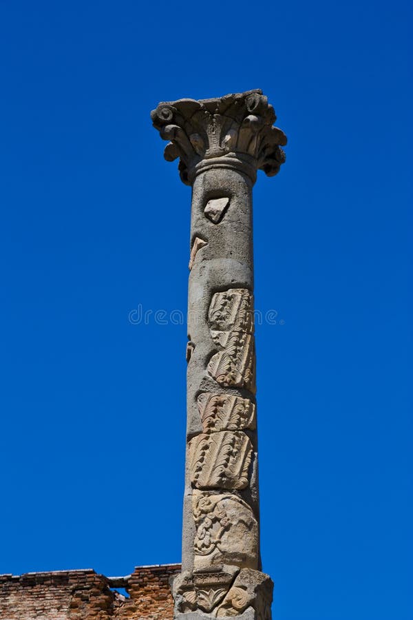 Column Old Bucharest Old Center Stock Image - Image of blue, details ...