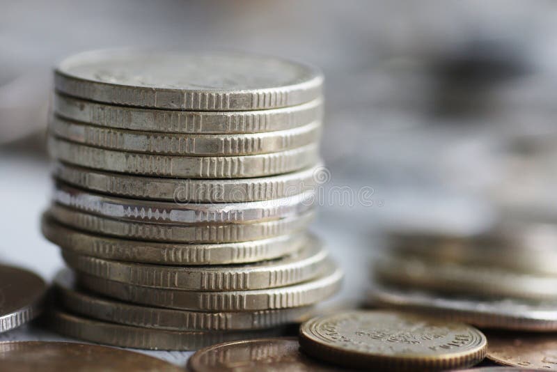 A Column of Old White Coins in Close-up. Stock Photo - Image of paying ...