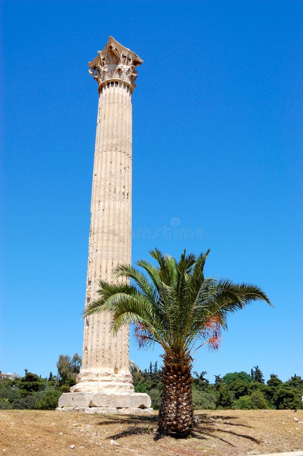 Column And Palm Tree, Athens Stock Photo - Image of scenics, warm: 14867448
