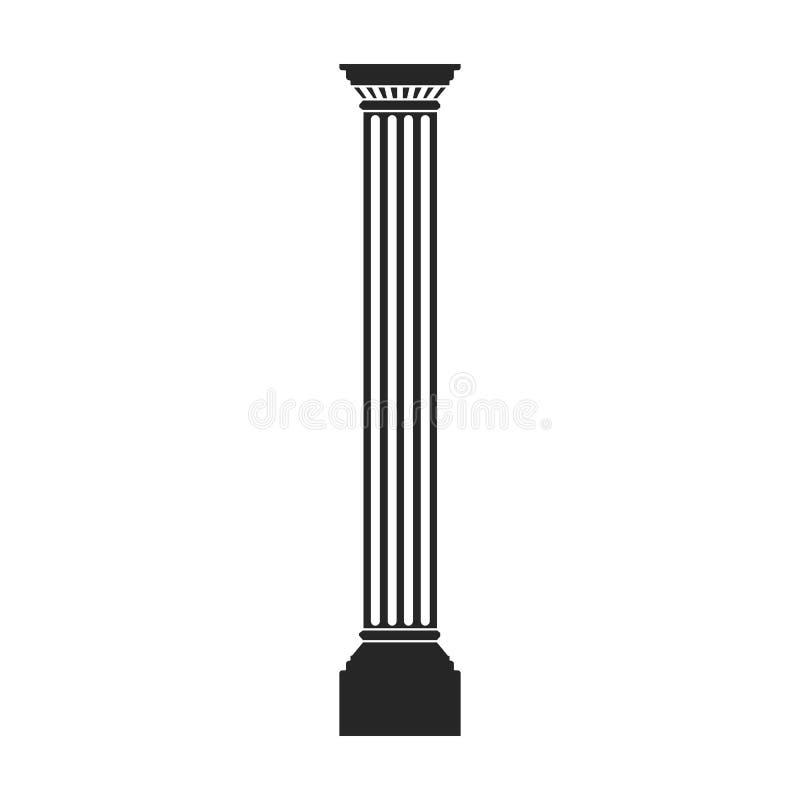 Column Pillar Vector Icon. Black Vector Icon Isolated on White ...