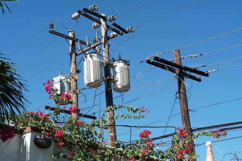 Column or Post As a Utility Pole with a Single-phase Distribution ...