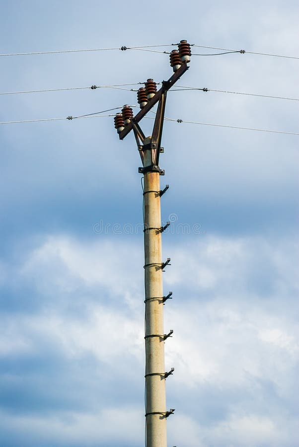 Column with power lines stock image. Image of power, engineering - 53201877