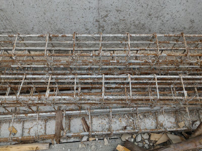 Column Reinforcing Steel in Reinforce Concrete Structure. Stock Photo ...