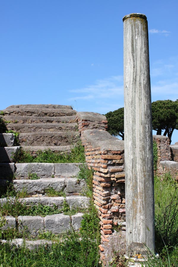 Column and Ruins in Ostia Antica Stock Image - Image of historical ...