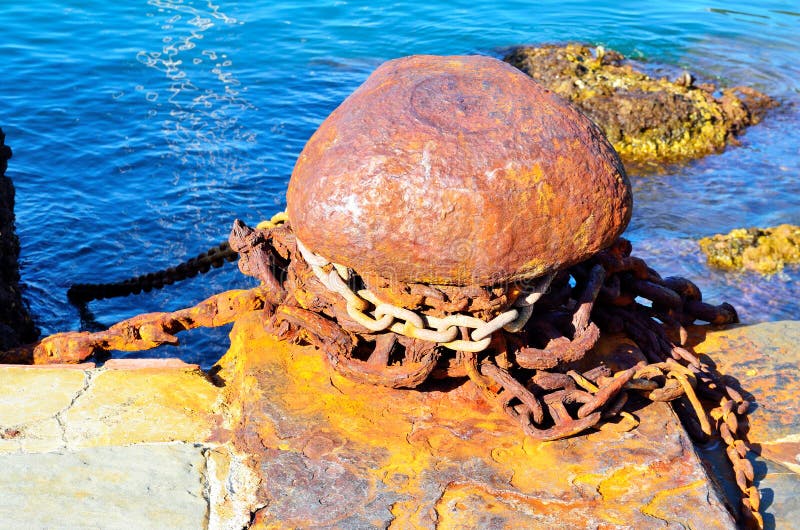 Column Rusty Mooring in the Harbor Stock Image - Image of boat, liguria ...