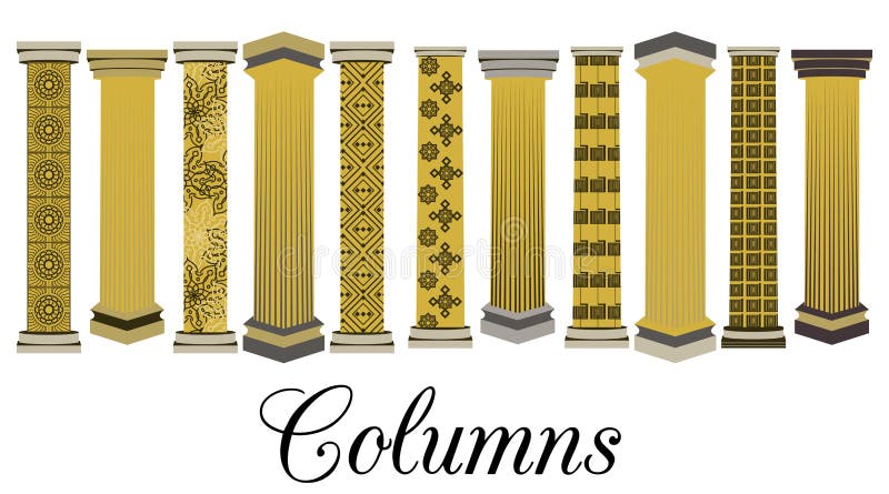 Column Set. Doric, Roman Style. Vector Illustration. Stock Vector ...