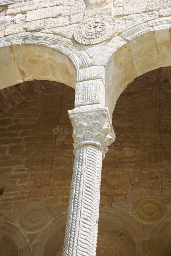 Column and Shield in Santa Maria Del Naranco Stock Image - Image of ...