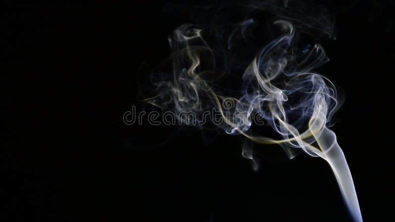 Smoke Column Moving at Wind on Black Background Stock Footage - Video ...