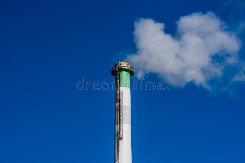 Column of Smoke Rising from Tall Smokestack Stock Photo - Image of ...