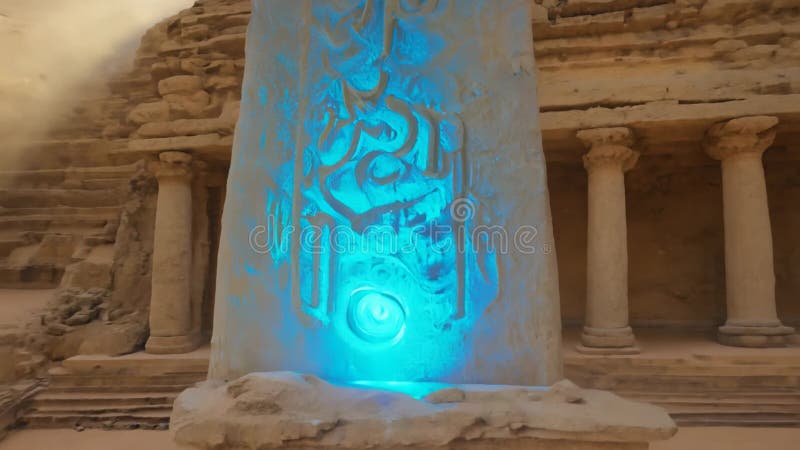 A Column with Strange Glowing Ancient Writings in the Middle of an ...