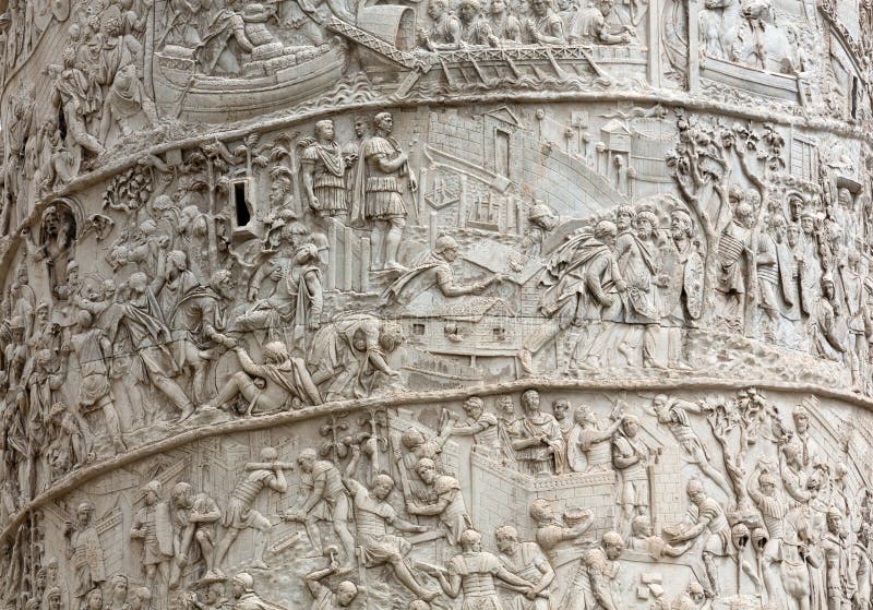 Column of Tajan . Roman Triumphal Column in Rome Stock Image - Image of ...