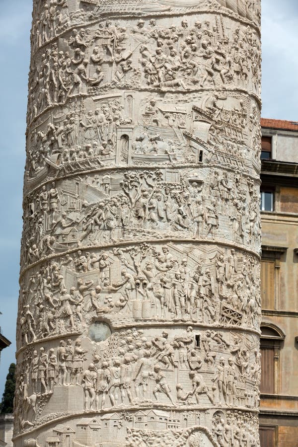 Column of Tajan . Roman Triumphal Column in Rome Stock Photo - Image of ...