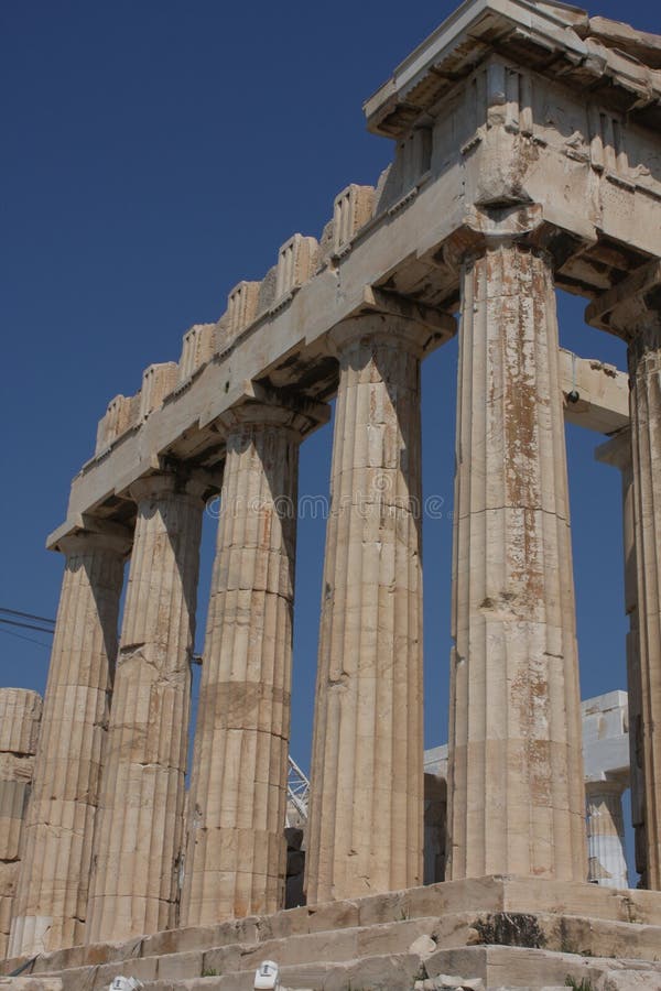 Column of the Temple Parthenon at the Acropolis Stock Image - Image of ...
