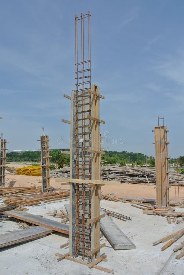 Construction Workers Fabricating Timber Column Formwork at the ...