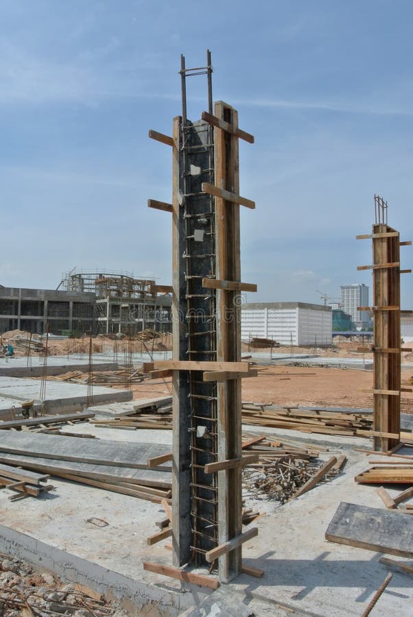 Column Timber Formwork at Construction Site Stock Photo - Image of ...