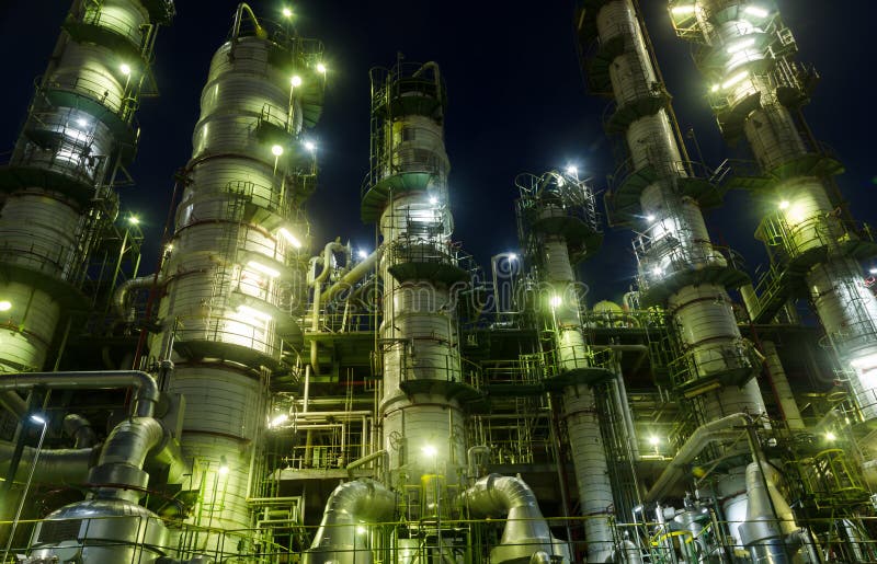 Column Tower in Petrochemical Plant Stock Photo - Image of chemistry ...