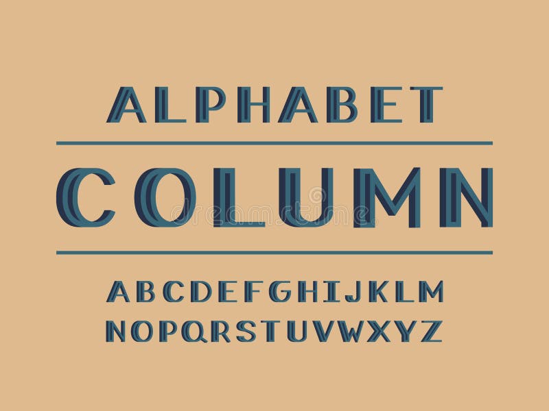 Column Volume Font. Vector Alphabet Stock Vector - Illustration of sign ...