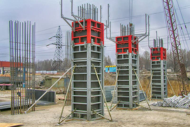 Column wall formwork stock image. Image of shoring, built - 252155577