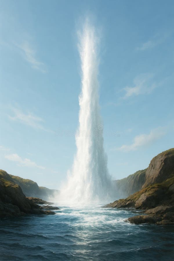 A Column of Water Rushes Up among the Rocks. Stock Photo - Image of ...