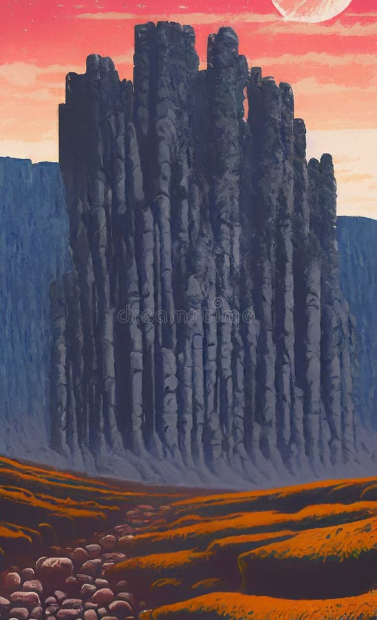 Columnar Basalt - Abstract Fantasy Landscape Stock Illustration ...