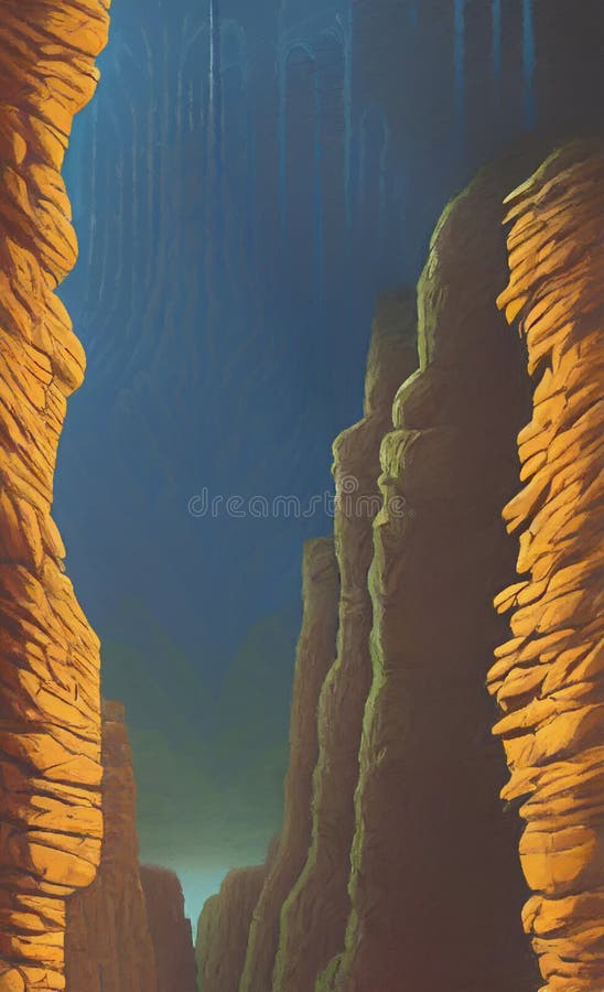 Columnar Basalt - Abstract Fantasy Landscape Stock Illustration ...