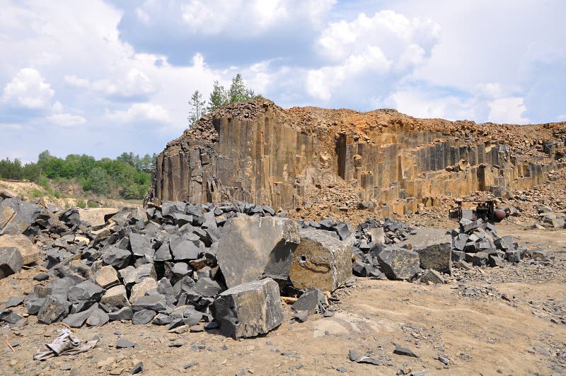 Columnar Basalt Mining in the Quarry Stock Image - Image of quarry ...