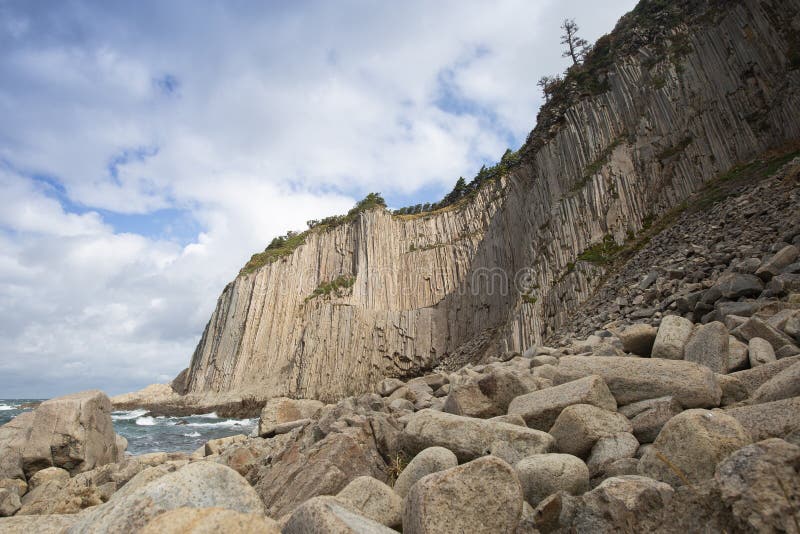 Columnar Cape, Kunashir Island, Russia Stock Photo - Image of grasped ...
