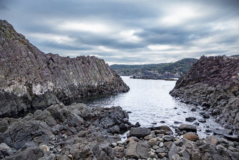 Scenery of Columnar Joints on the Izu Coast. Stock Image - Image of ...