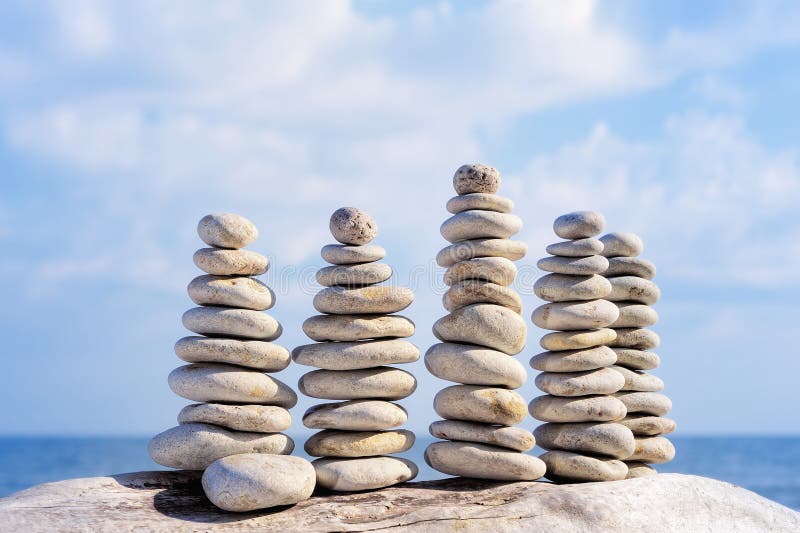 Stone Stack on Pebble Beach Stock Photo - Image of philosophy, closeup ...