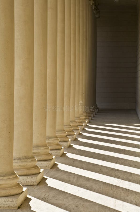 Hallway and Columns in Athens, Greece Stock Image - Image of long ...