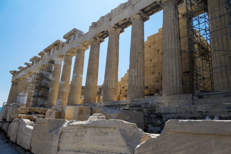 Columns of the Acropolis, Athens Stock Image - Image of greece, horizon ...