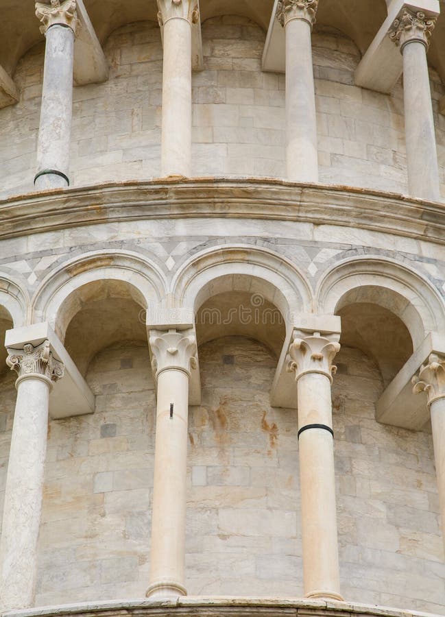 Columns and Arches on Tower in Pisa Stock Photo - Image of tower ...